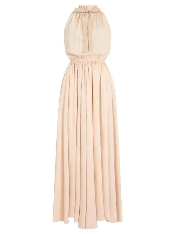 PATOU Sleeveless Open Back Halterneck Maxi Dress - Nude