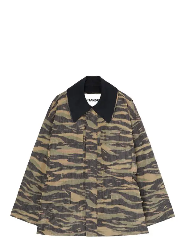 JIL SANDER Printed Jacket With Detachable Collar - Camouflage