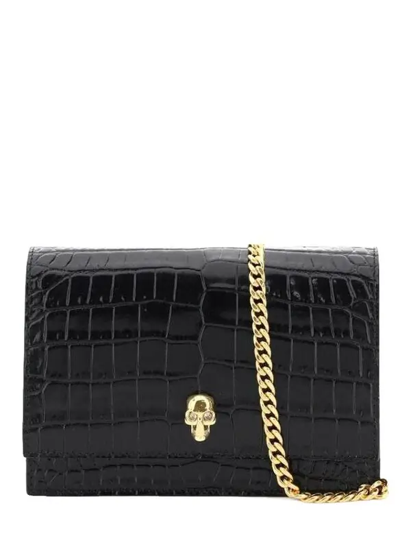 Alexander McQueen Skull Embossed Crossbody Bag - Black