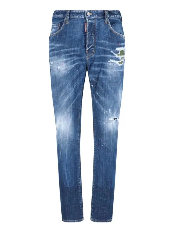 Dsquared2 Distressed Wash Jeans - Blue