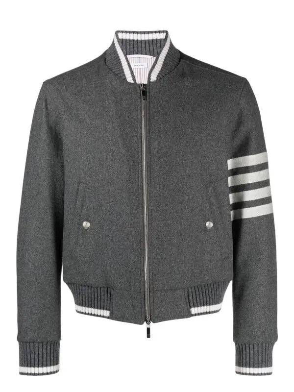 Thom Browne 4-bar Stripe Zip-up Bomber Jacket - Medium Gray