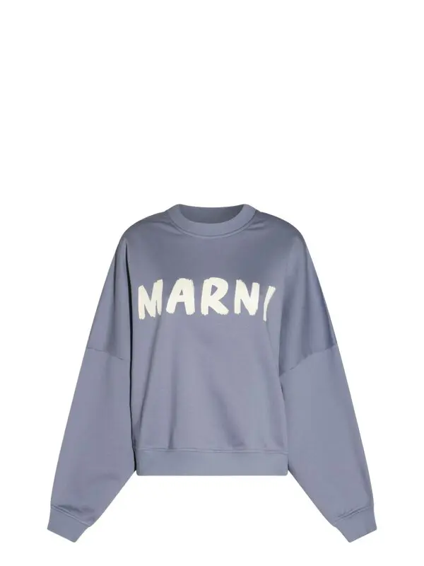 Marni Logo Print Crewneck Sweatshirt - Blue