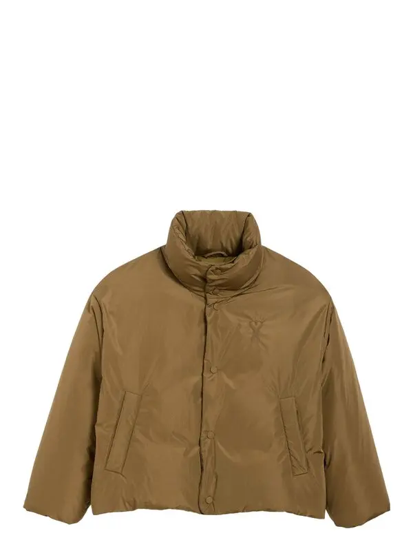 Ami Logo-embossed Padded Technical Jacket - Bronze