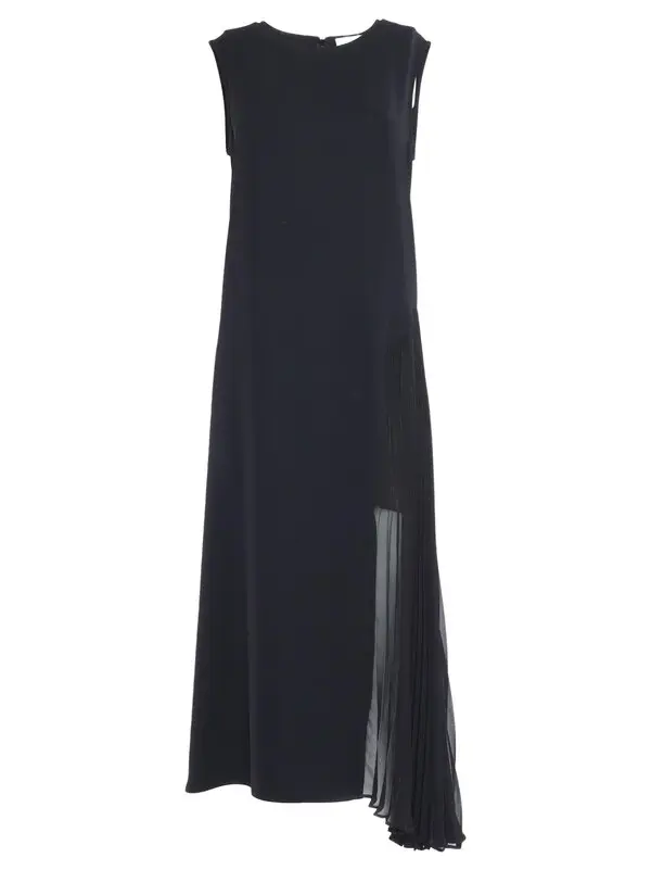 P.a.r.o.s.h Sleeveless Pleated Sheer Detailed Dress - Black