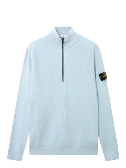 Stone Island Regular-fit Half-zipper Sweater - Sky Blue