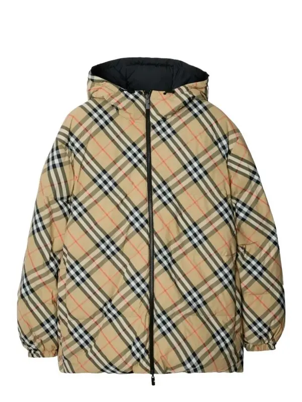 Burberry Reversible Checked Nylon Puffer Jacket - Sand-colored
