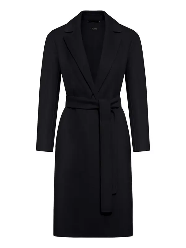 Max Mara Belted Long-sleeved Coat - Black
