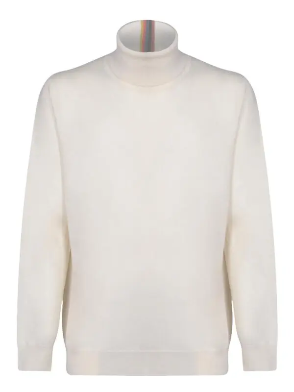 Paul Smith Artist Stripe Roll Neck Jumper - White