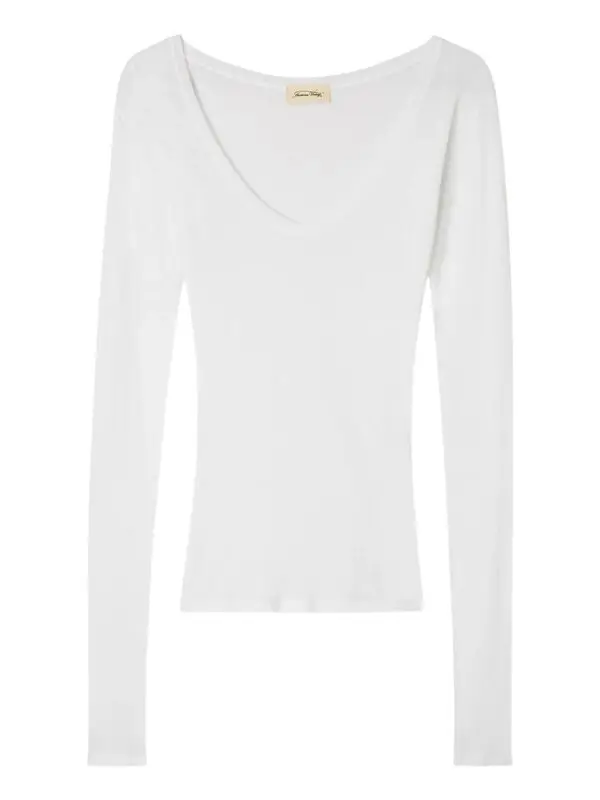 American Vintage Long Sleeve V-neck T-shirt - White