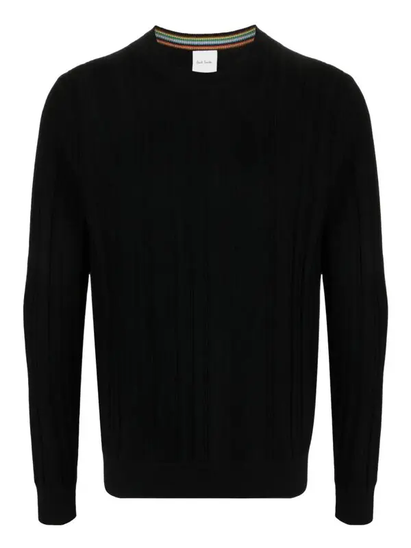 Paul Smith Long-sleeved Ribbed Crewneck Jumper - Black