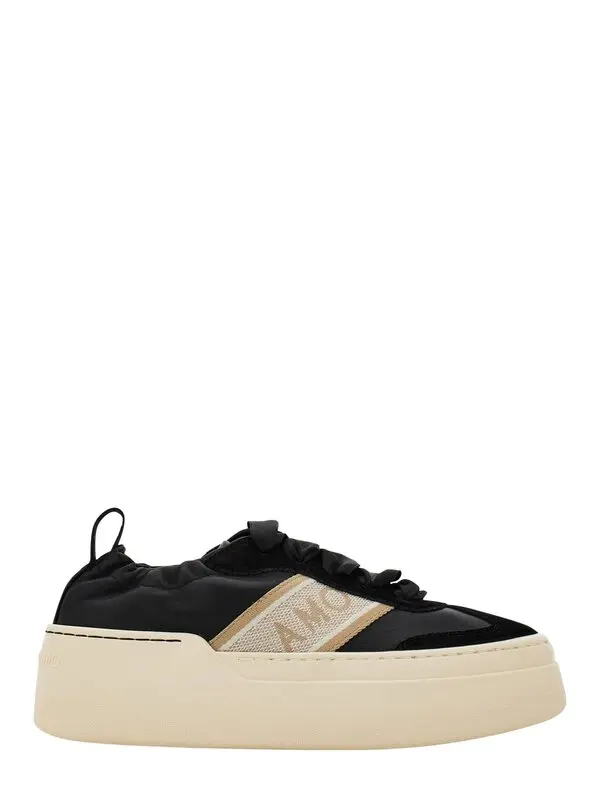 FERRAGAMO Wedge Sneaker With Embroidered Detailing - Black