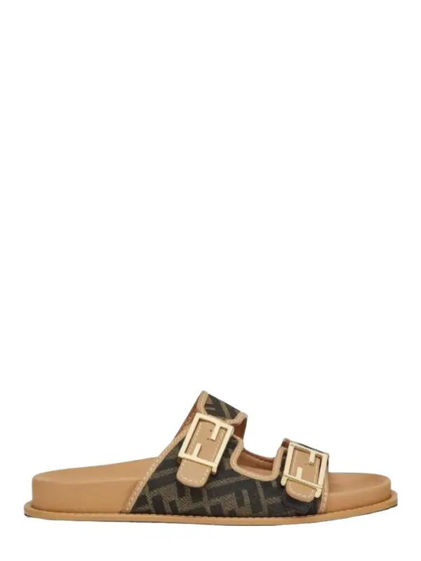 Fendi Logo Plaque Open-toe Sandals - Brown