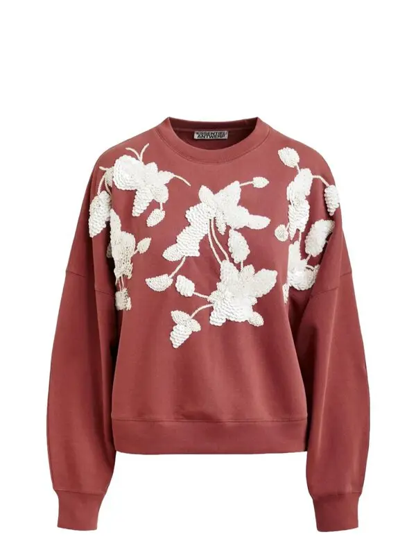 Essentiel Antwerp Embellished Crewneck Sweatshirt - Brown/off-white