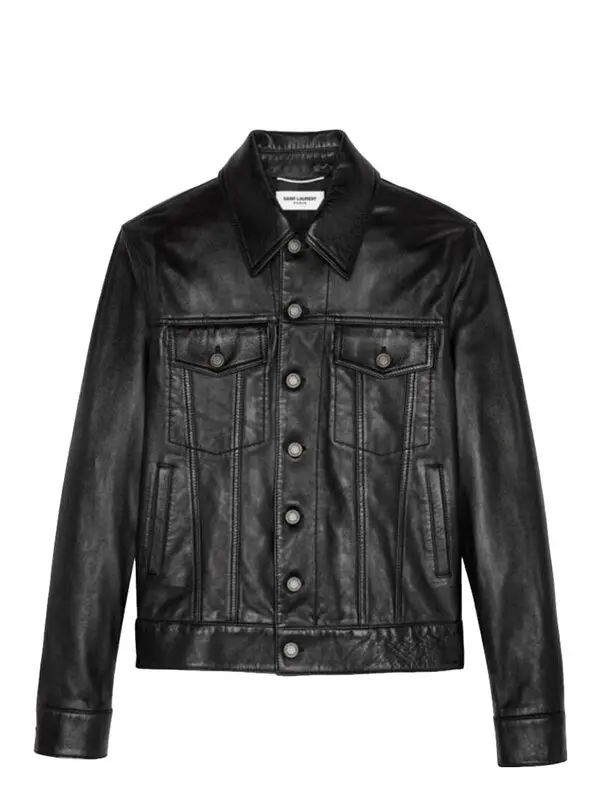 Saint Laurent Single-breasted Carved Button Jacket - Black