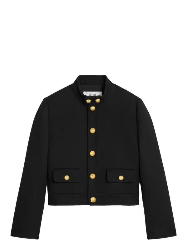 Celine Verneuil Jacket In Double Faced Wool Tricotine - Black