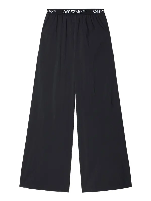 Off-White Logo Band Wide Leg Trousers - Black
