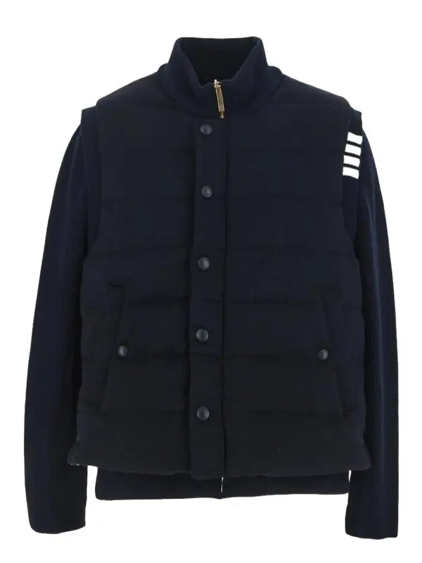 Thom Browne Padded Press-stud Ribbed Jacket - Navy Blue