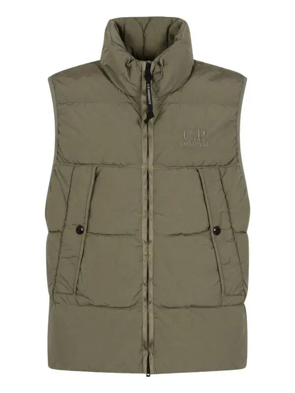 C.P. COMPANY Quilted Padded Vest With Funnel Neck - Green
