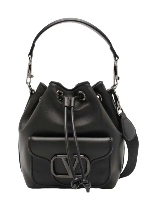 Valentino Garavani Vlogo Signature Drawstring Bucket Bag - Black