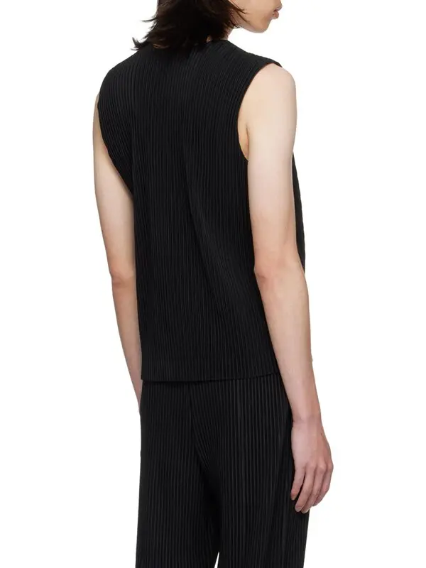 Issey Miyake V-neck Pleated Vest - Black