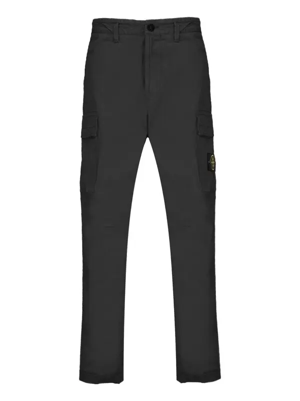 Stone Island Cargo Pants With Logo Patch - Black
