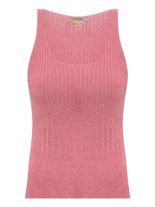 TWINSET Ribbed Scoop-neck Knitted Top - Pink