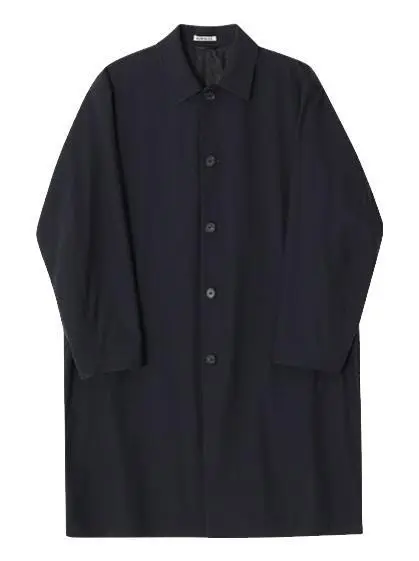Auralee Wool Collar Trench Coat - Black