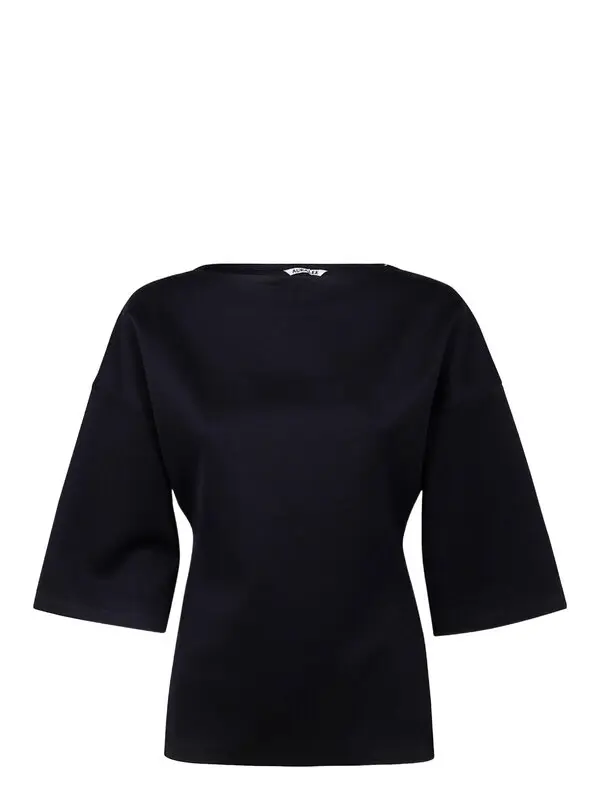 Auralee Wide-sleeved Boat Neck Top - Black