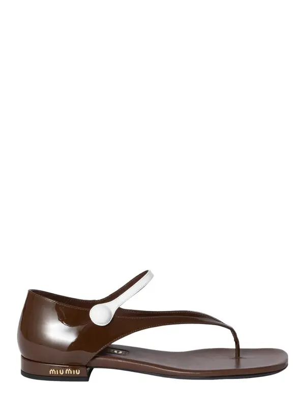Miu Miu Two-tone Patent Leather Mary Jane Thong Sandals - Rose Wood/white