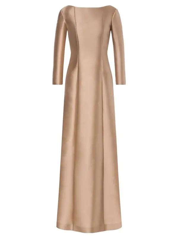 Alberta Ferretti Long-sleeved Mikado Evening Gown - Beige