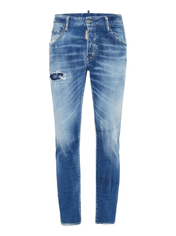 Dsquared2 Medium Small Hole Wash Skater Jeans - Navy