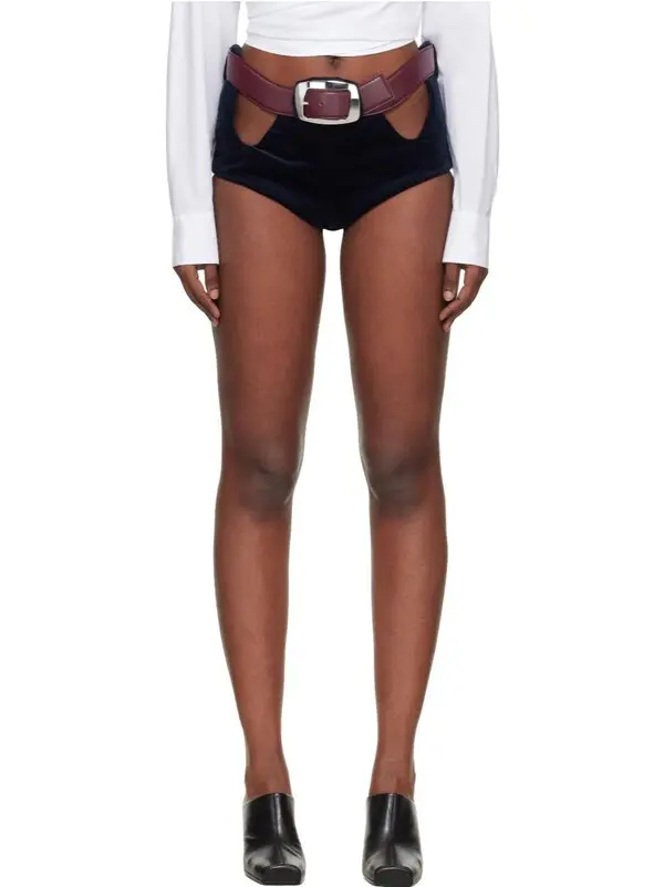 JEAN PAUL GAULTIER Belted Shorts - Military Blue/wine Red
