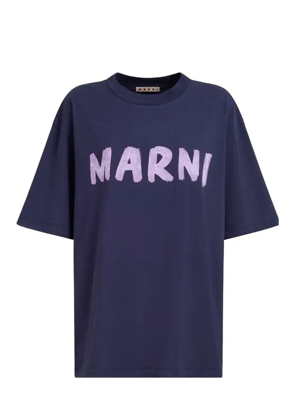 Marni Logo Printed Crewneck T-shirt - Blue