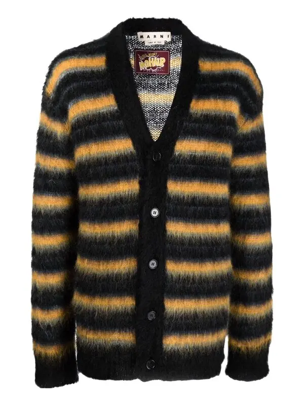 Marni Striped Button-up Cardigan - Black