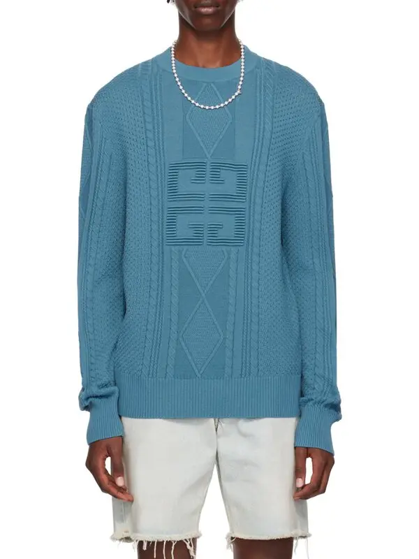 Givenchy 4g Cable Knit Sweater - Blue