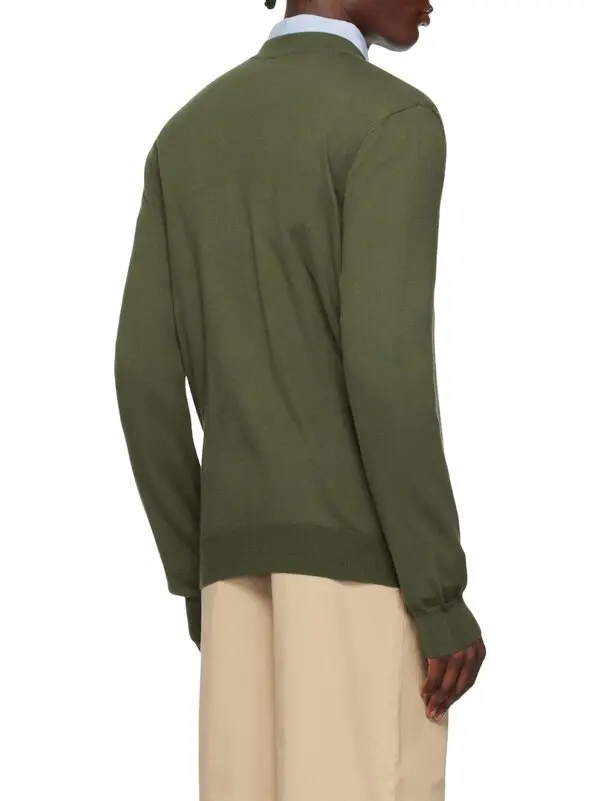A.p.c. Logo Embroidered V-neck Cardigan - Green