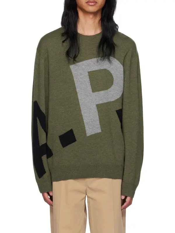 A.p.c. Logo Embroidered Knit Jumper - Green