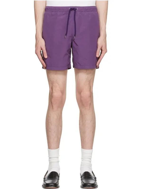 Aspesi Elastic Waist Drawstring Shorts - Purple
