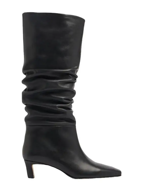 ALOHAS Kalila Pleated Leather Boots - Black