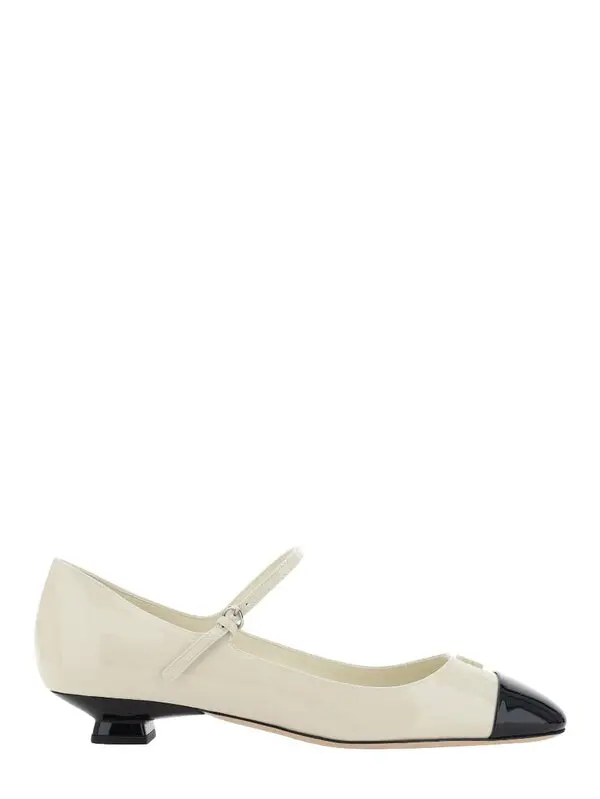 Miu Miu Logo Plaque Ballerina Shoes - White