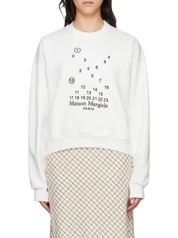 MAISON MARGIELA Crewneck Sweatshirt With Graphic Print - White