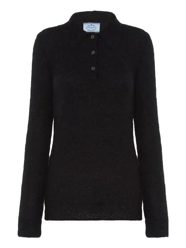 Prada Slim-fit Mohair Polo Shirt - Black