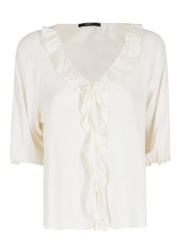 Seventy V-neck Ruffle Shirt - White
