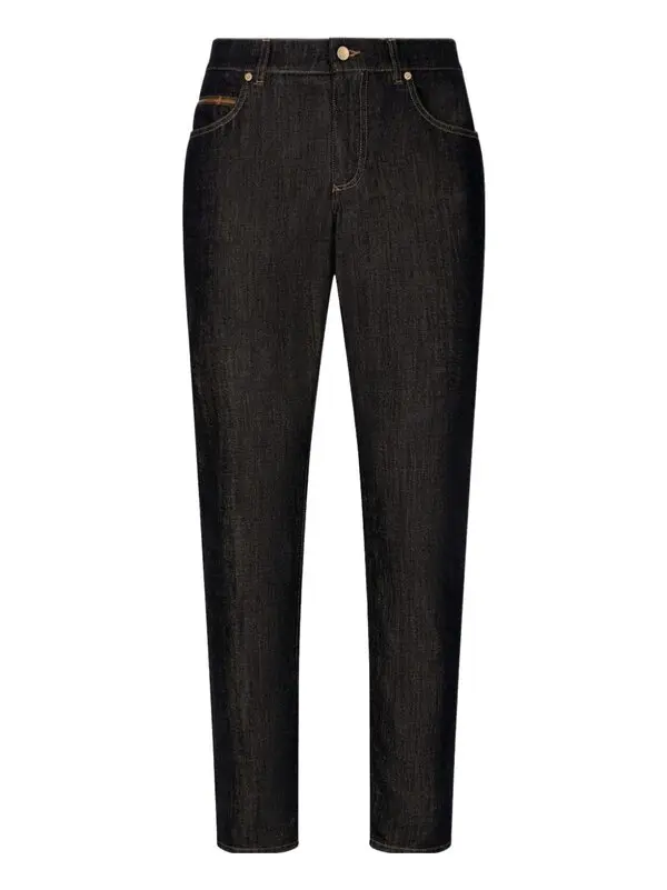 Dolce & Gabbana Logo Tag Regular-fit Jeans - Black