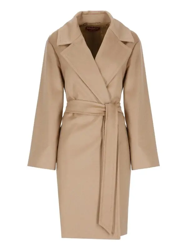 Max Mara Belted Long-sleeved Coat - Nude