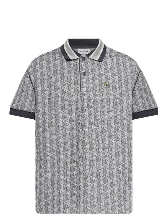 Lacoste Geometric Pattern Polo Shirt - Gray