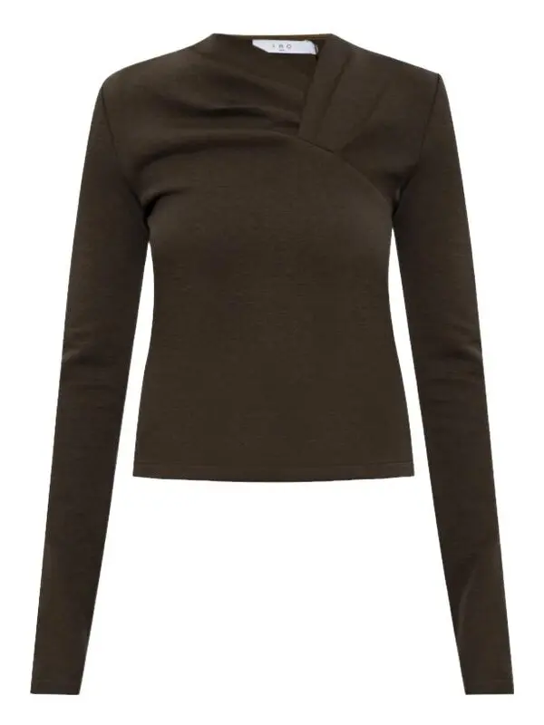 IRO PARIS Long Sleeve Asymmetrical Pleated Top - Green