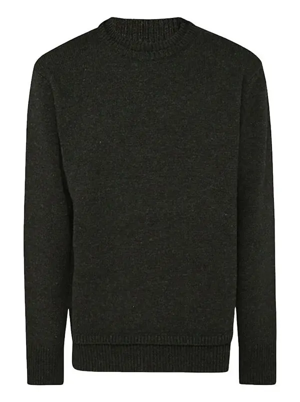 MAISON MARGIELA Crewneck Jumper With Suede Elbow Patches - Green