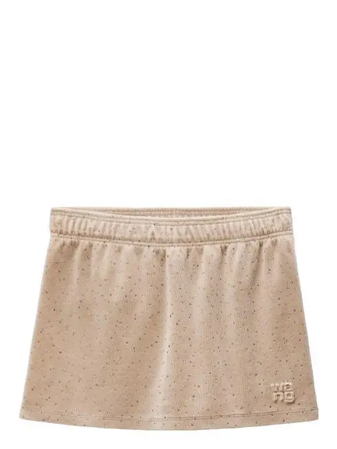 Alexander Wang Crushed Velour Mid-rise Mini Skort - Warm Taupe