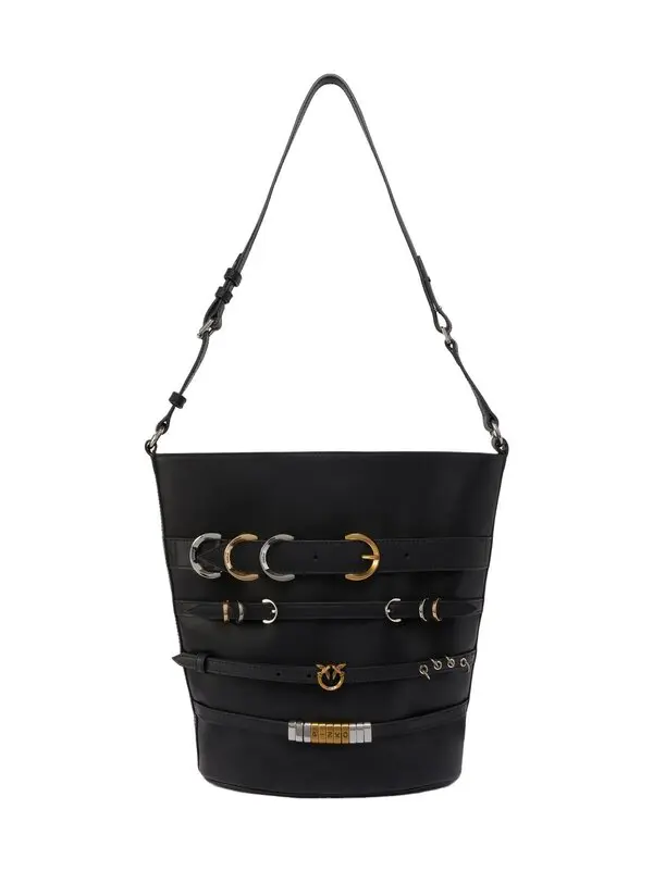 Pinko Large Strapped Bucket Bag - Black